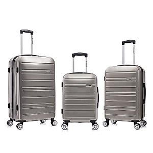 Rockland Irvine Hardside Spinner Wheel Luggage, Silver, 19", 23", 27"