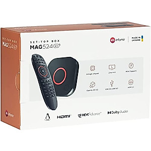 New 2021 Original Mag 524 4K 2160P HEVC Support, HDMI Cable, 1 GB RAM & 4 GB Flash (25% Faster Than Old Mag 322w1 , 324W2 and 424W3) + WiFi Antenna 300Mbps
