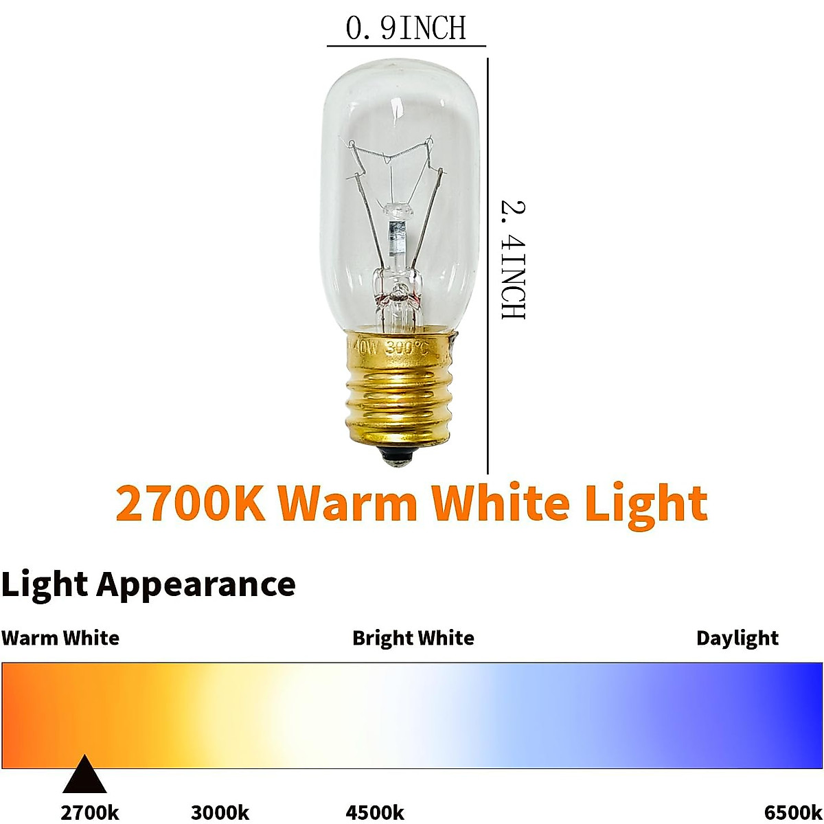 Microwave Light Bulb 8206232A 40W E17 125V Replacement Part Fit for Whirlpool Maytag GE Amana Over The Range Hood Microwave and The Lava Lamps Replaces