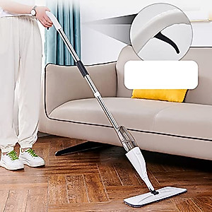 FAMKIT Microfiber Spray Mop for Floor Cleaning, Dry Long Handle Floor Mop with 0. 4L Refillable Bottle Washable Pads Scraper for Home Hardwood Laminate Ceramic Tile