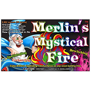Mystical Fire Merlin’s Fire Colorant Vibrant Long-Lasting Pulsating Flame Color Changer for Indoor or Outdoor Use 0.882 oz Packets 25 Count Box