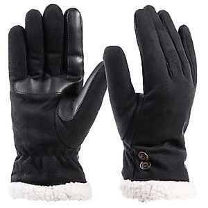 isotoner Women's Recycled Microsuede Water Repellent Cold Weather With Sherpasoft Lining, Touch Screen Capable Gloves, Black, Small/Medium