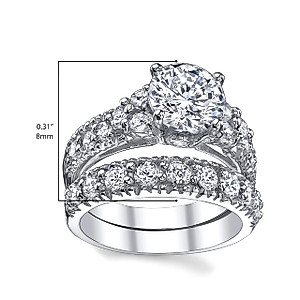 Womens 1.5 Carat Sterling Silver 925 Engagement Bridal Ring Set Round-Cut Cubic Zirconia