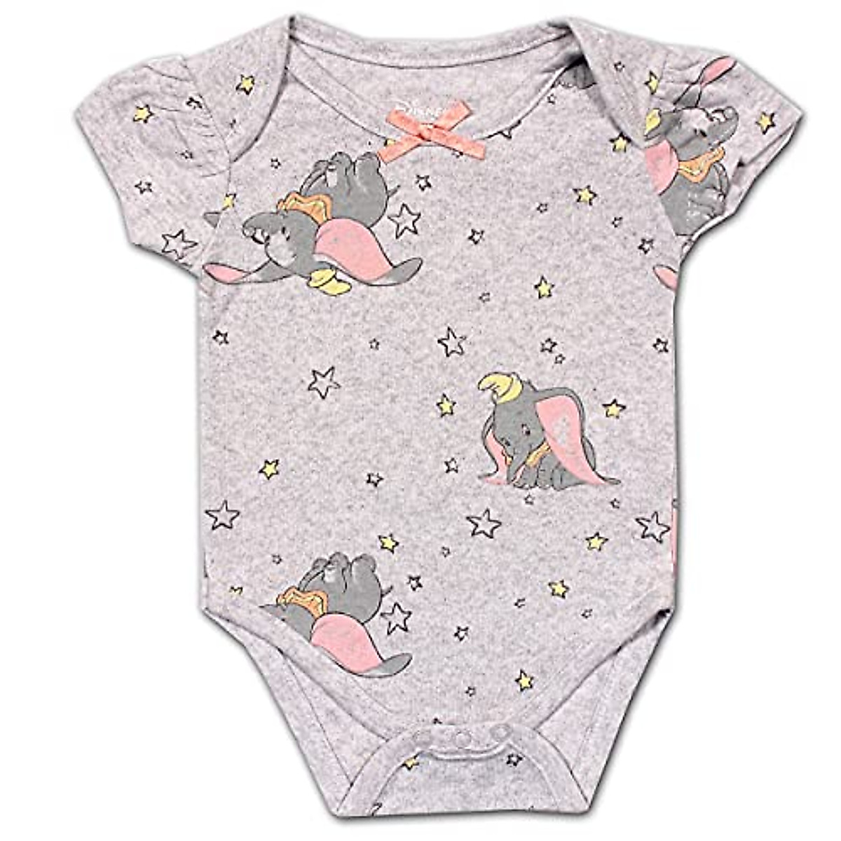 Disney Girls’ Dumbo, Princess Or Winnie The Pooh 3 Pack Bodysuit for Newborn – Pink/Grey or Pink/Green/Grey or Pink/Beige