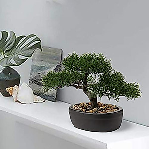 Artificial Bonsai Tree Juniper Faux Plants Indoor Small Fake Plants Decor with Ceramic Pots for Home Table Office Desk Bathroom Shelf Bedroom Living Room Farmhouse Decorations