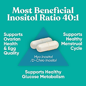 Regulate Menstrual Cycle Support – Hormone Balance for Women at Optimal 40:1 Myo-Inositol & D-Chiro Inositol – PCOS Supplement for Period Consistency, Menstrual & Ovulation Support – 90 Vegan Capsules