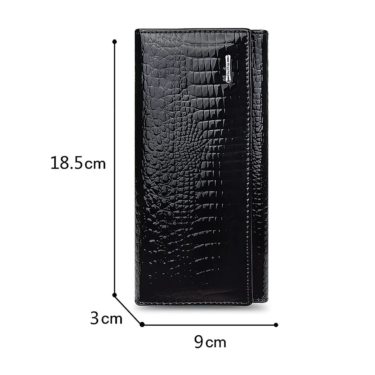 Dicihaya Large Capacity Clutch Purse Genuine Leather Women Wallet Long Double Zipper Wallets Multi Card Holder (Black)