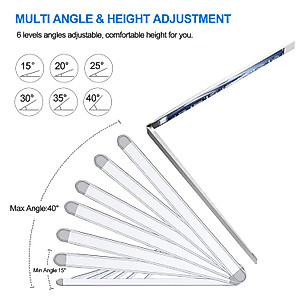 Jubor Laptop Stand, Portable Computer Laptop Mount, Aluminum Laptop Riser with 6 Levels Height Adjustment, Fully Collapsible, Supports up to 44lbs, Fits up to 17.3 Laptop - White