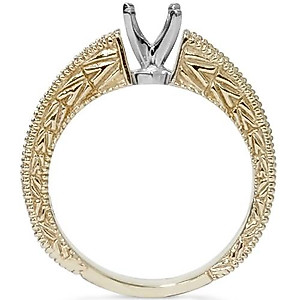 P3 POMPEII3 Gold 1/4ct Diamond Engagement Semi Mount Ring Setting - Size 8