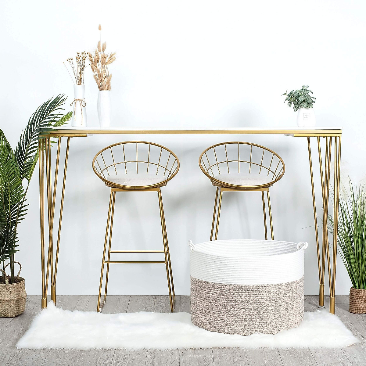 MINTWOOD Design Extra Large 22 x16 Inches Decorative Woven Cotton Rope Blanket Storage Basket Bin Living Room and Laundry Hamper for Pillows, Pool Towels, Dog Toys, Shoes, Light Brown