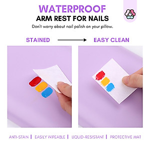 SAVILAND Arm Rest for Nails Tech Professional, Hand Rest for Nails Tech Purple Super-Comfort Big Nail Arm Restwith Microfiber Leather Mat Height Hand Pillow Cushion Nail Supplies Salon Manicure