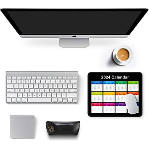 Auhoahsil Mouse Pad, 2024 Calendar Anti-Slip Rubber Mousepad with Stitched Edges for Office Gaming Laptop Computer PC Men Women, Customized Pattern, 10.2" x 8.7", New Year 2024 Calendar, Black