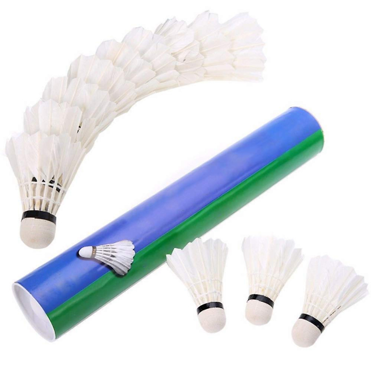 Alapaste 12-Pack Badminton Shuttlecocks Goose Feather Shuttlecocks Stable Durable Sports Training High Speed Badminton Birdies Balls,White