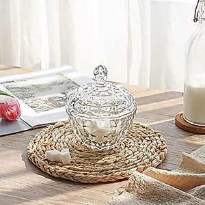 ComSaf Glass Candy Dish with Lid Decorative Candy Bowl, Crystal Covered Candy Jar for Home Office Desk, Set of 1 (Diameter:4.5 Inch)