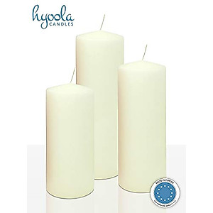 Hyoola Ivory Pillar Candles 3x9 Inch - Unscented Pillar Candles - 4-Pack - European Made
