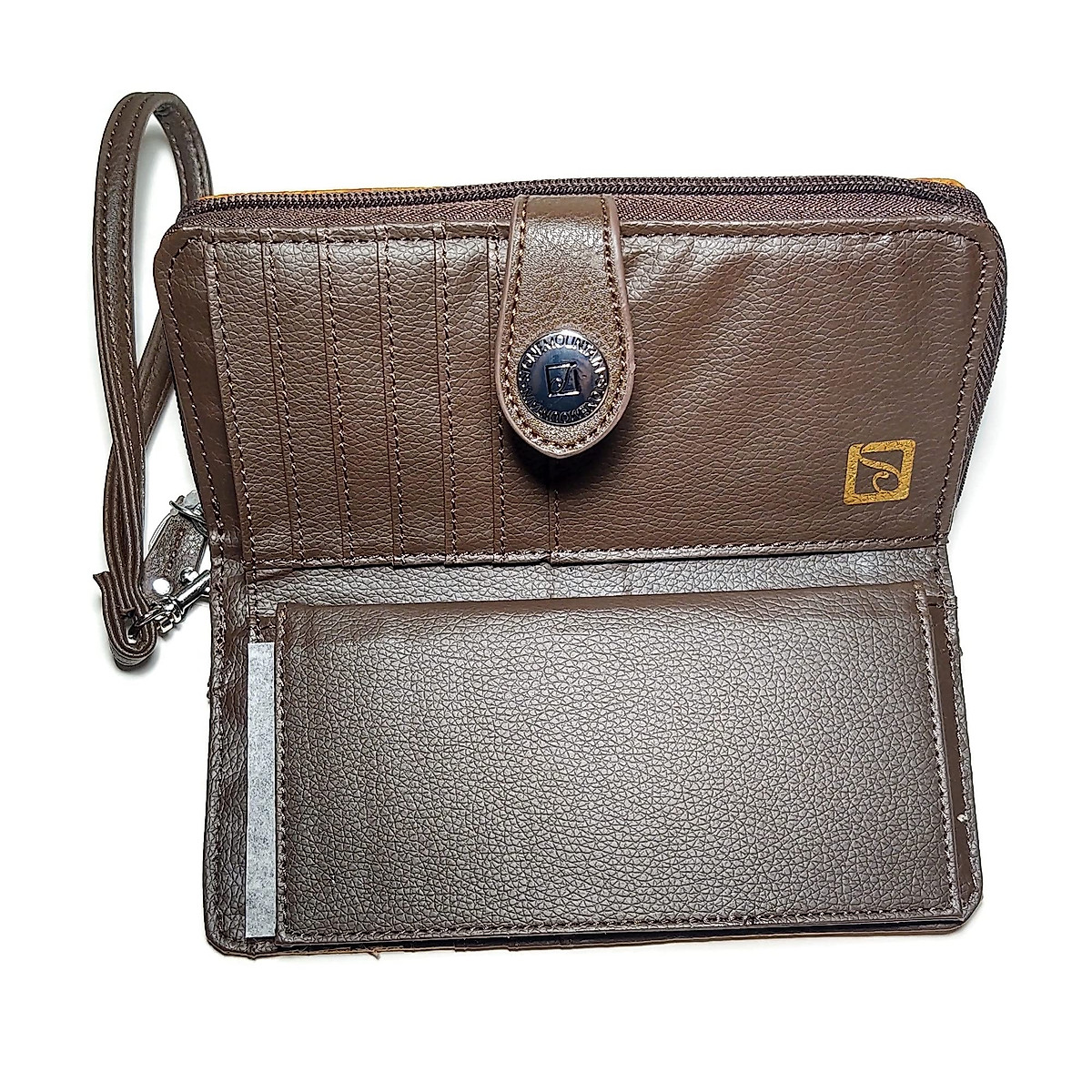 Stone Mountain Tooled Embossed SLG Wristlet Wallet, Cognac Brown
