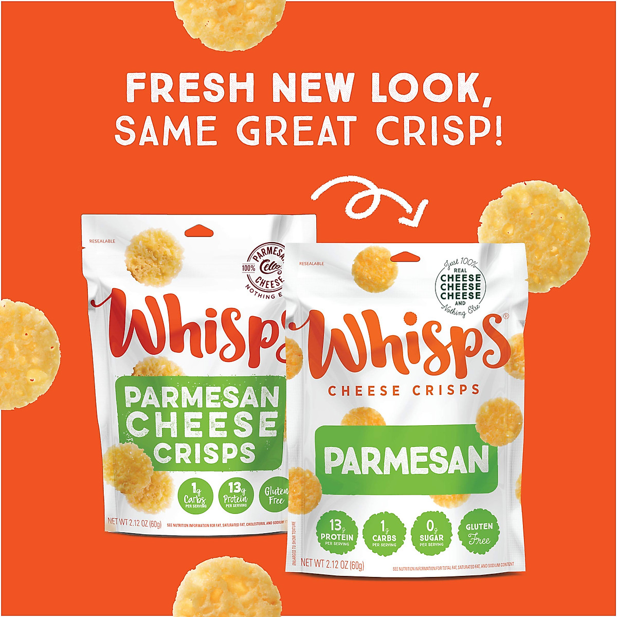 Whisps Cheese Crisps Variety Pack | Protein Chips | Healthy Snacks | Protein Snacks, Gluten Free, High Protein, Low Carb Keto Food | Parmesan, Cheddar Cheese, Asiago, Pepper Jack (2.12 Oz, 6 Pack)