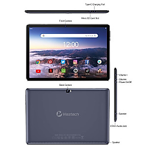 VIAZTECH Android Tablet 10 inch,Android 11 Tablet PC 3GB 32 GB,1.8GHz Processor,Double Camera 8.0 MP,GMS Certified Tablet,Dual Speakers,HD Touch Screen,6000mAh Battery,WiFi,Bluetooth,Type-C