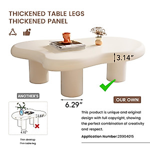 Guyii Cloud Coffee Table, Black Coffee Table for Living Room, Cartoon Irregular Indoor Tea Table, Modern End Table with 3 Legs (White, 41.02 Inch)
