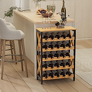 25 Bottle Wine Rack Freestanding Floor Rustic Wine Holder Stand 5 Tier Wobble-Free Tall Wine Racks Wine Large Display Storage Shelf for Cellar Kitchen 21.6''L x 10.6''W x 31.8''H