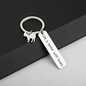 PENQI Goat Jewelry Goat Themed Gift Life is better with Goats Key Ring Funny Gift Farm Gift Farm Animal Lover Jewelry Goat Lover Gift (sliver)
