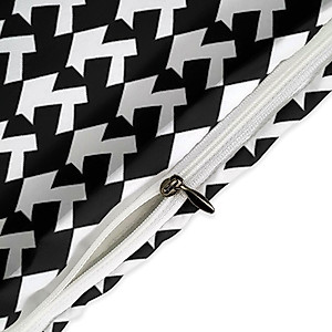 HotcoS Houndstooth Black Comforter Set Queen 3 Pieces Bedding Set Lightweight Soft Bedding Comforter Sets for All Season with 1 Duvet Cover 90""x90"" 2 Pillow Shams 30'' X 20'', Style