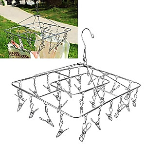 Aqur2020 Clothes Drying Rack with 28 Clips Stainless Steel Laundry Drying Hanger for Socks Towels Bras Underwear Drying Racks