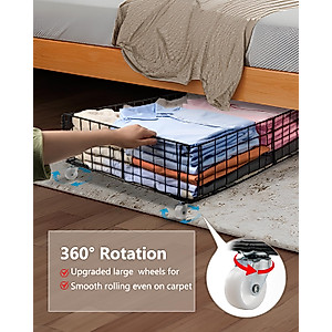 Airhercs xxxxx-Large 4 Pack Under Bed Storage With Wheels, Under The Bed Storage Bins,Under Bed Shoe Storage,Rolling Under Bed Storage Drawers,Under Bed Basket