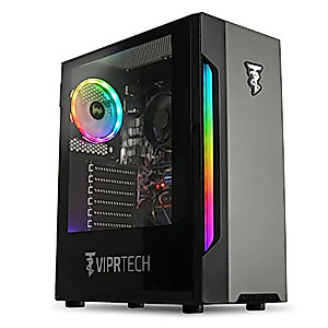 ViprTech Whiteout Gaming PC Desktop Computer - AMD Ryzen 5 5600G (12-Core 4.4Ghz), AMD Radeon RX Vega 7 Graphics, 16GB DDR4 RAM, 128GB NVMe SSD, 1TB HDD, WiFi, RGB, Win 10 Pro, Warranty, Black