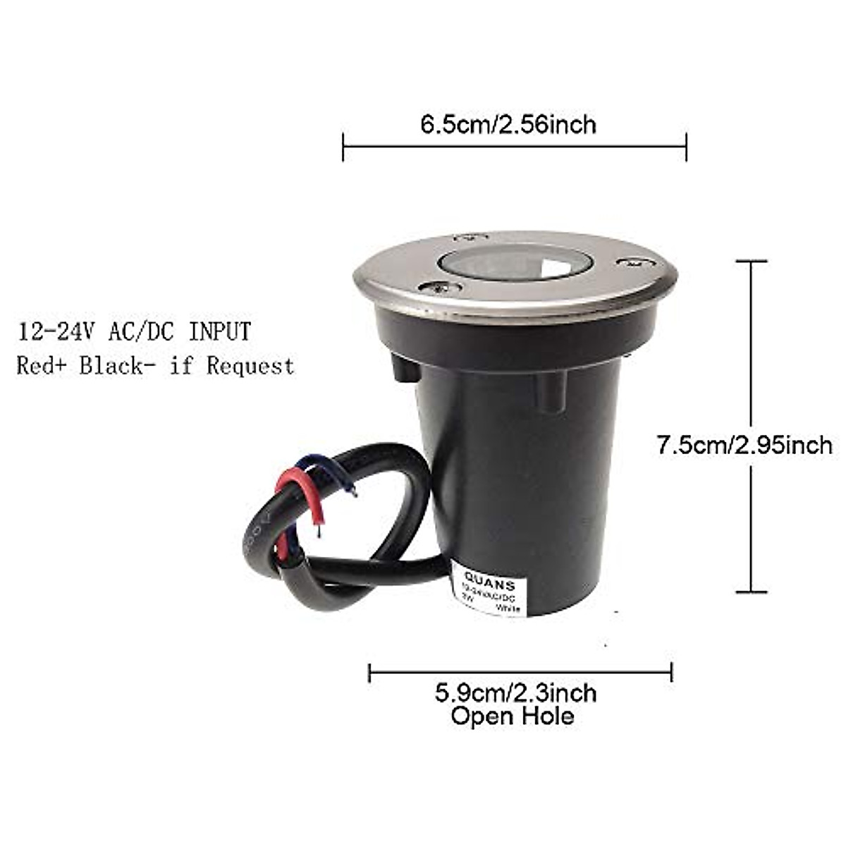 QUANS 3W Watt 12V 24V DC AC Low Voltage in Ground Well Outdoor LED Light, in-Ground Landscape Lighting Spotlight for Deck, Step, Pathway, Driveway, Garden, Yard, Patio (Warm White, 12 Pack)