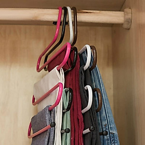 IULJH 5 Layers S Shape Iron Wardrobe Storage Hangers Pants Trousers Hanger Multi-Layers Clothing Storage Rack Closet Space Saver Rack ( Color : D )