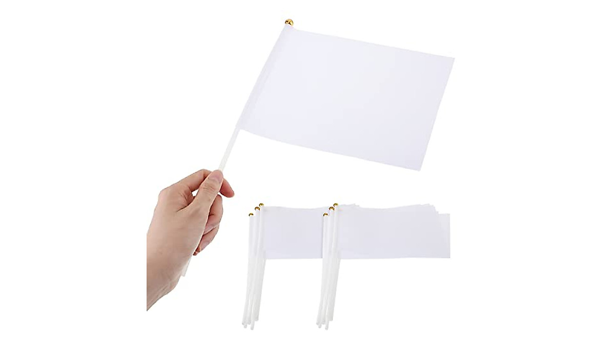 50 Pack White Mini Flags for DIY Events & Decorations