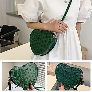 BESTOYARD Women Crossbody Bag PU Vintage Crocodile Skin Heart Shape Shoulder Bag Crossbody Summer Bag for Girls Student