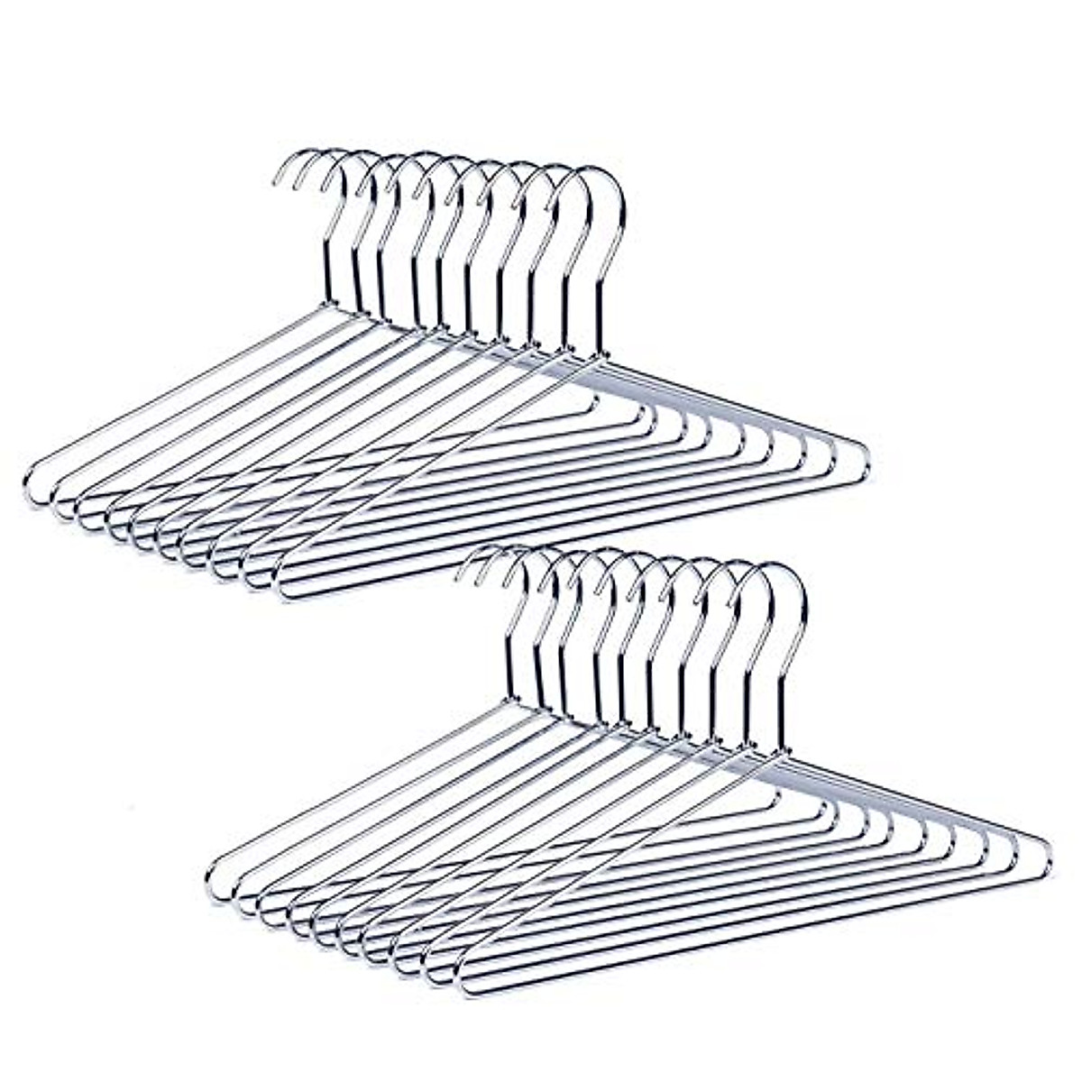 Amber Home Heavy Duty Metal Shirt Coat Hangers 30 Pack, Stainless Steel Clothes Hanger with Polished Chrome, 17 Inch Silver Metal Wire Hanger