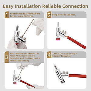 Monosaudio Locking Banana Plugs 8Pcs 45 Degree Banana Connectors Double Screw Speaker Banana Plug for 8-15 Guage Speaker Wire,Audio/Video Receiver,Sound Systems with L-Form Hex Wrench(Rhodium Plated)