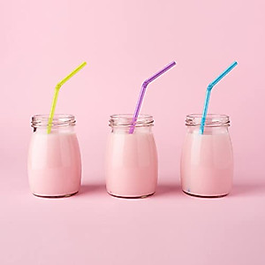200 Count 100% Plant-Based Compostable Colorful Straws-KTOB Biodegradable Flexible Drinking Straws - A Fantastic Eco Friendly Alternative to Disposable Plastic Bendable Plasticless Straws