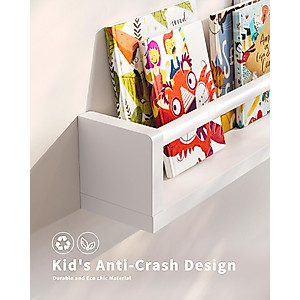 Seocry Nursery Book Shelves, Set of 4 - Kids Wall Bookshelf, Floating Book Shelf for Kids Room, Baby Room, Toddler Bedroom, Playroom & Nursery Decor