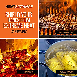 Grilling Gloves Heat Resistant BBQ Gloves - Heat Resistant Gloves for Cooking - Long Sleeve BBQ Gloves for Smoker - Textured BBQ Grill Gloves Easily Handle Hot Food - 14 Inch Extra Large Oven Gloves