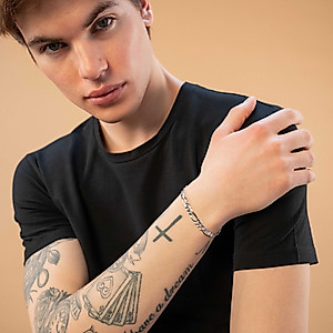 QUADRI - Figaro Link Chain 7 mm in 925 Sterling Silver Italian Bracelet for Men Women - 7.5 Inch - Premium Quality Made in Italy Certified - Gift Box Included (7.5 Inches)