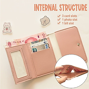 JELLYEA Kawaii Bear Wallet Cute Cartoon Card Holder Small Wallet Purse Anime Girls Front Pocket Folded Wallet (2)
