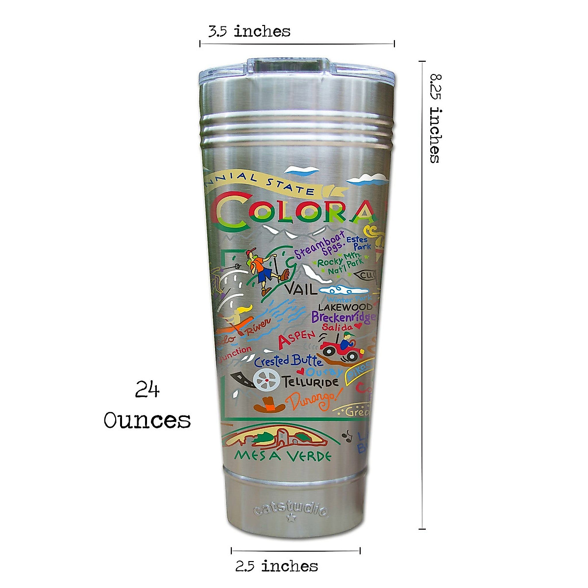 Catstudio Colorado Thermal Tumbler | Triple Wall Insulation With Non Slip Bottom | Great Travel Cup for Water, Coffee, Tea, or Smoothies