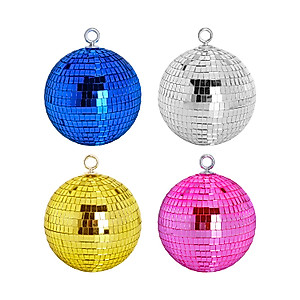 Mirror Disco Ball Decor with Hanging Ring: 8 Inch Large Gold Disco Ball Ornaments - Hanging Party Disco Balls for Party Decorations, 70s Theme Party, DJ, Wedding, Birthday, Christmas