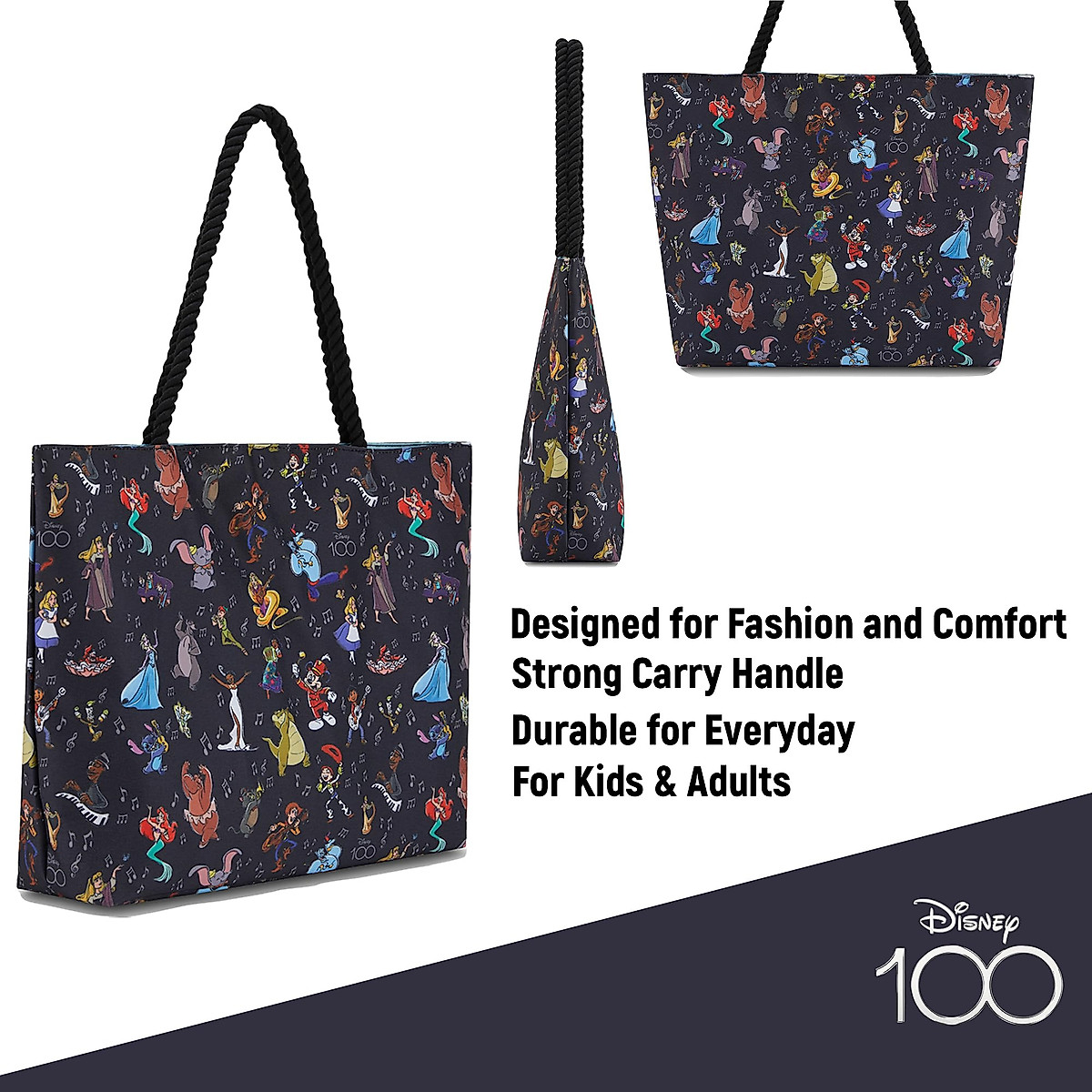 Disney Mickey and Stitch Tote bag - Girls, Boys, Teens, Adults - Mickey Minnie Mouse, Stitch, Classic Canvas Tote Travel Bag
