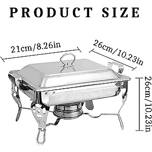 4.5L Stainless Steel Chafing Dish with Lid, Rectangular Foldable Buffet Server Pans Food Warmer, for Wedding, Parties, Banquet, Catering Events