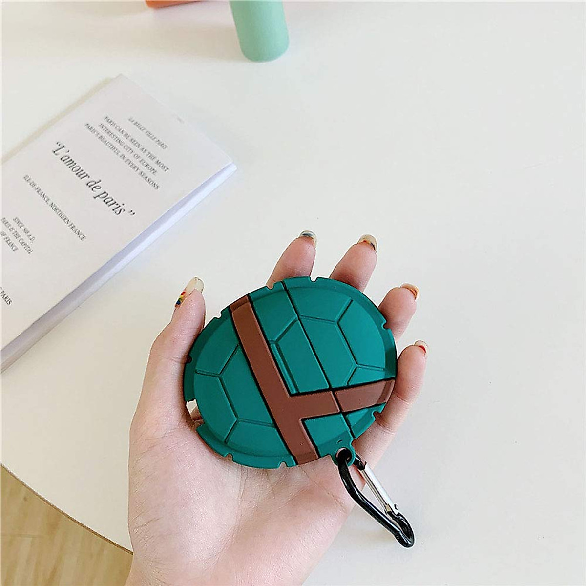 Rertnocnf Compatible with Earbuds Case Airpods 1 & 2, 3D Vivid Distinctive Turtle Shell Design Kids Girls Women Cute Animal Wireless Earphone Soft Silicone Shockproof Protector Hook