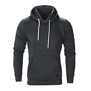 Thenlian Men‘s Long Sleeve Autumn Winter Casual Sweatshirt Hoodies Top Blouse Tracksuits Hooded Sweater(XL, Dark Gray)