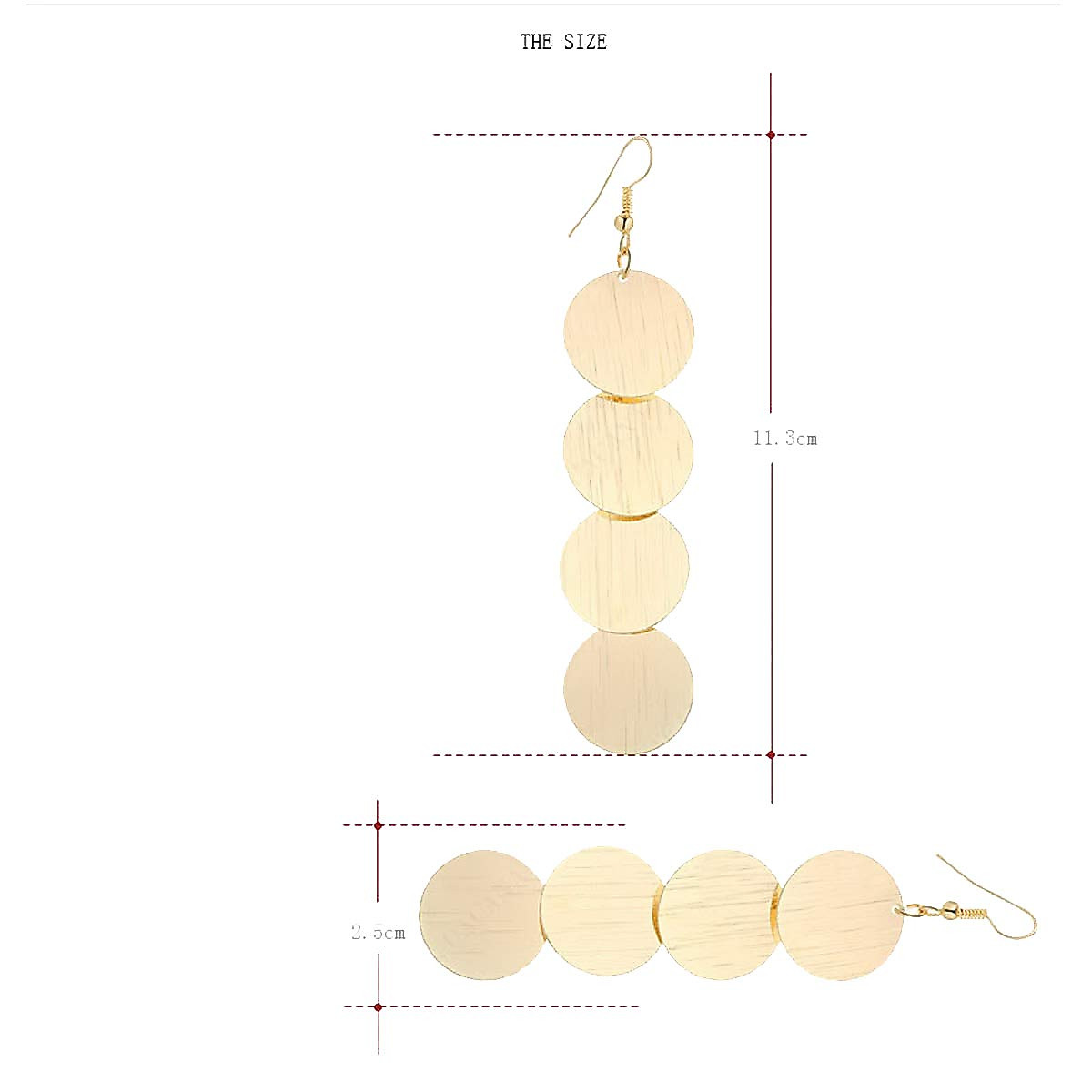 IDB Delicate Filigree Dangle Long Disc Drop Hook Earrings - available in silver and gold tones (Gold tone)