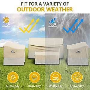 Wisteria Lane 4 Pieces Outdoor Furniture Cover with Air Vent, Heavy Duty Oxford Outdoor Couch Covers, Water-Resistant, Weatherproof, Patio Covers for Loveseat, Coffee Table, Chair, Beige & Grey