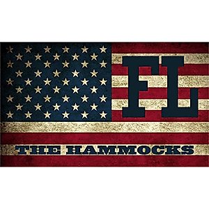 (x3) 2x3 inch Stickers | Reflective The Hammocks FL Florida Miami-Dade County Vintage US Flag Sticker Graphic - Construction Toolbox, Hardhat, Lunchbox, Helmet, Mechanic, Luggage