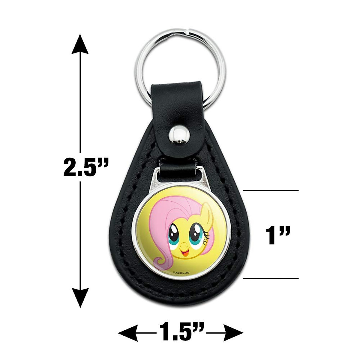 GRAPHICS & MORE Black Leather My Little Pony Fluttershy Face Keychain